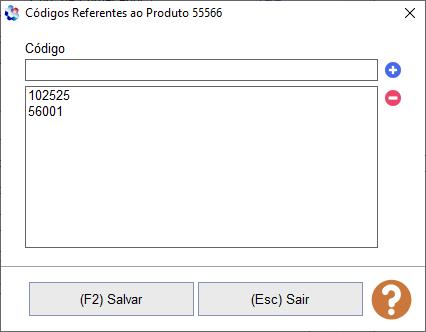 Código Referentes ao Produto